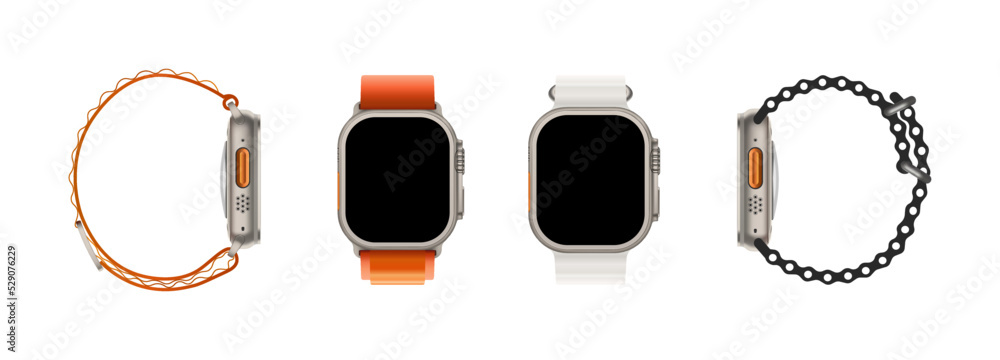 Realistic vector set of Apple Watch Ultra. Vector illustration. Stock ...