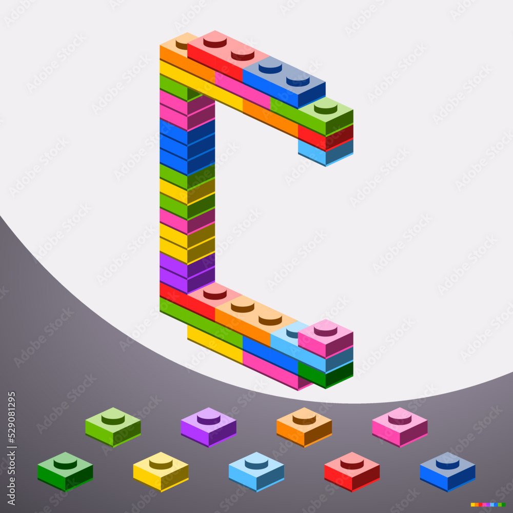 Alphabet "C" from colorful brick block toy like Lego, Building brick ...
