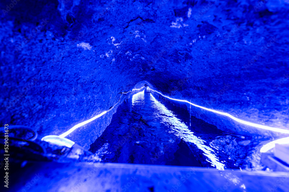 Underground ditch that flows underground in the karez in Turpan ...