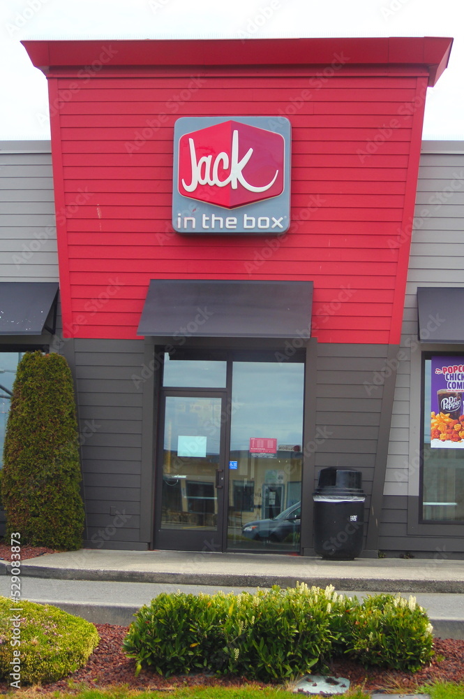 Jack in the box store front and logo, jack in the box is a popular fast ...