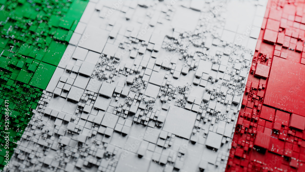 Flag of Italy rendered in a Futuristic 3D style. Italian Innovation ...
