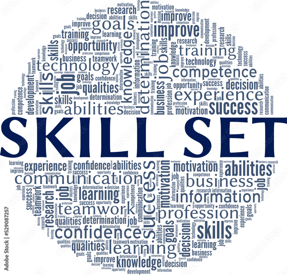 Skillset word cloud conceptual design isolated on white background ...