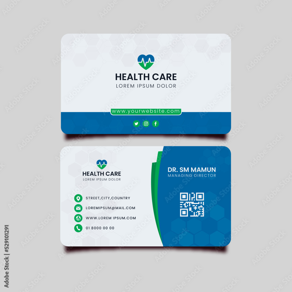 Business card Design for medical Stock Vector | Adobe Stock