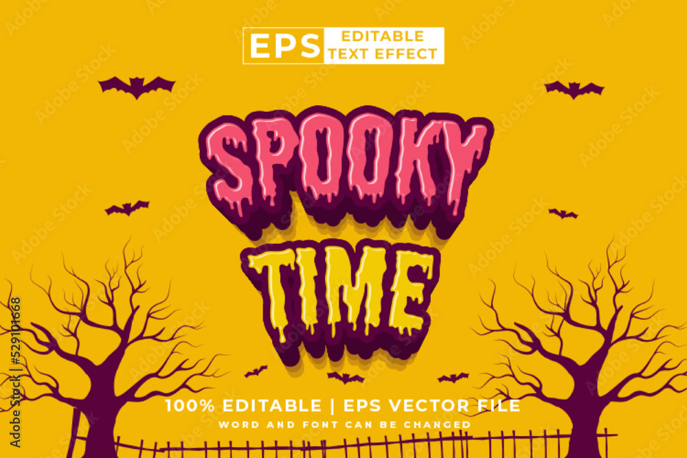 Editable text effect Spooky Time 3d cartoon template style premium ...