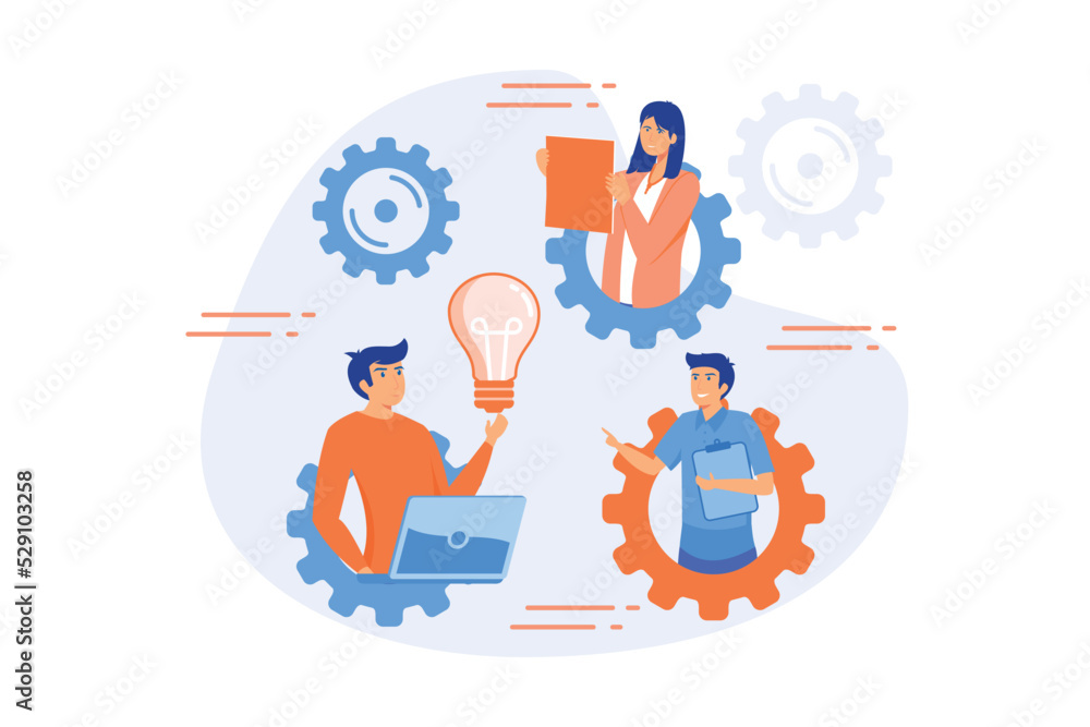 Vetor de Team building exercise. Idea generation, brainstorm, business ... Vetor de Team building exercise. Idea generation, brainstorm, business ...