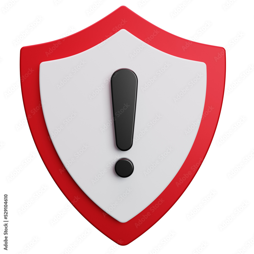 security threat with exclamation mark on transparent background. 3D ...