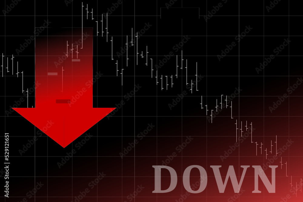 vector graphic with stock market graph representing downward trend with ...