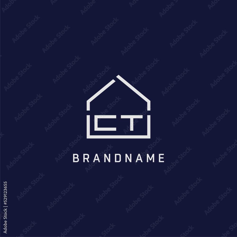 Initial letter CT roof real estate logo design ideas Stock Vector ...