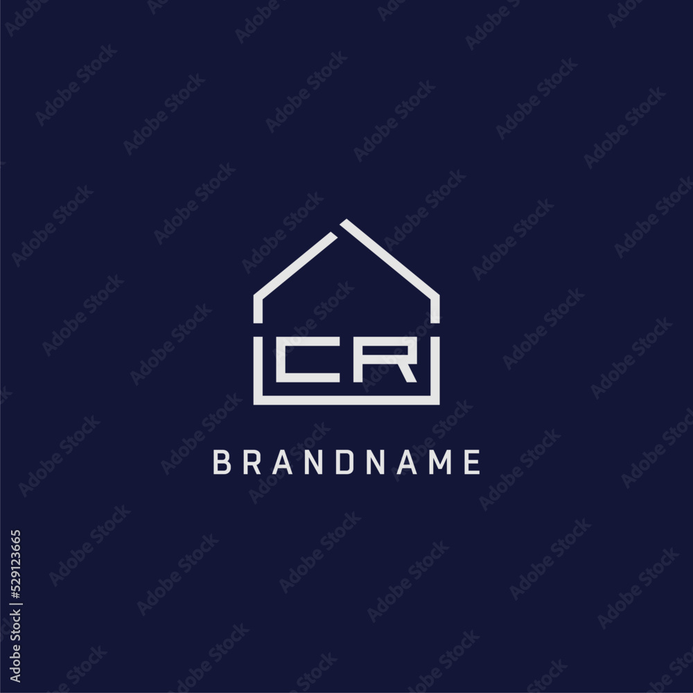 Initial letter CR roof real estate logo design ideas Stock Vector ...