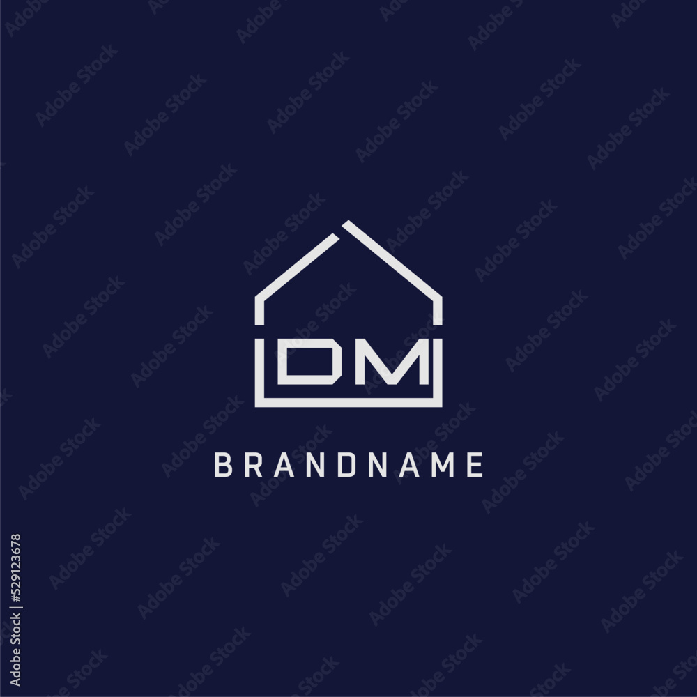Initial letter DM roof real estate logo design ideas Stock Vector ...