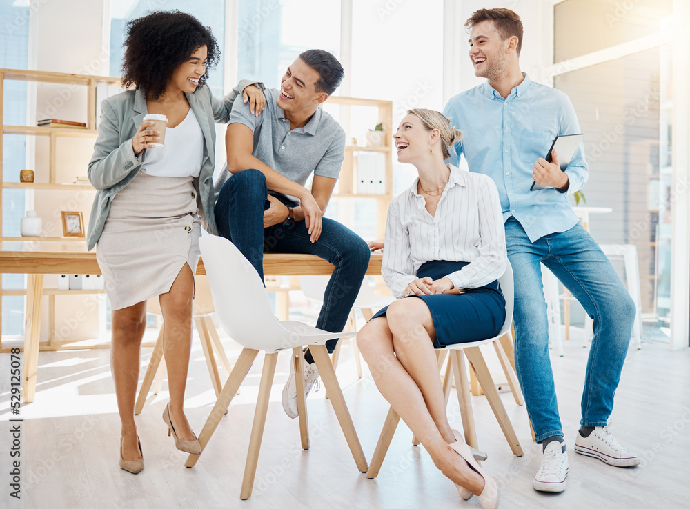 Teamwork, relax and collaboration with a team of business people ...