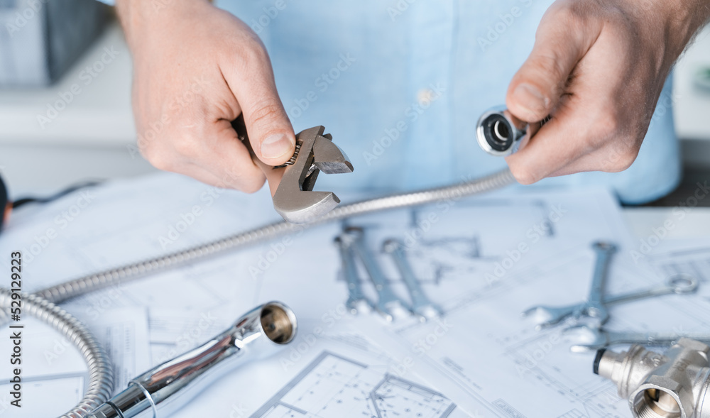 Plumbing project in house.Drawing,diagrams,plan of water supply of ...