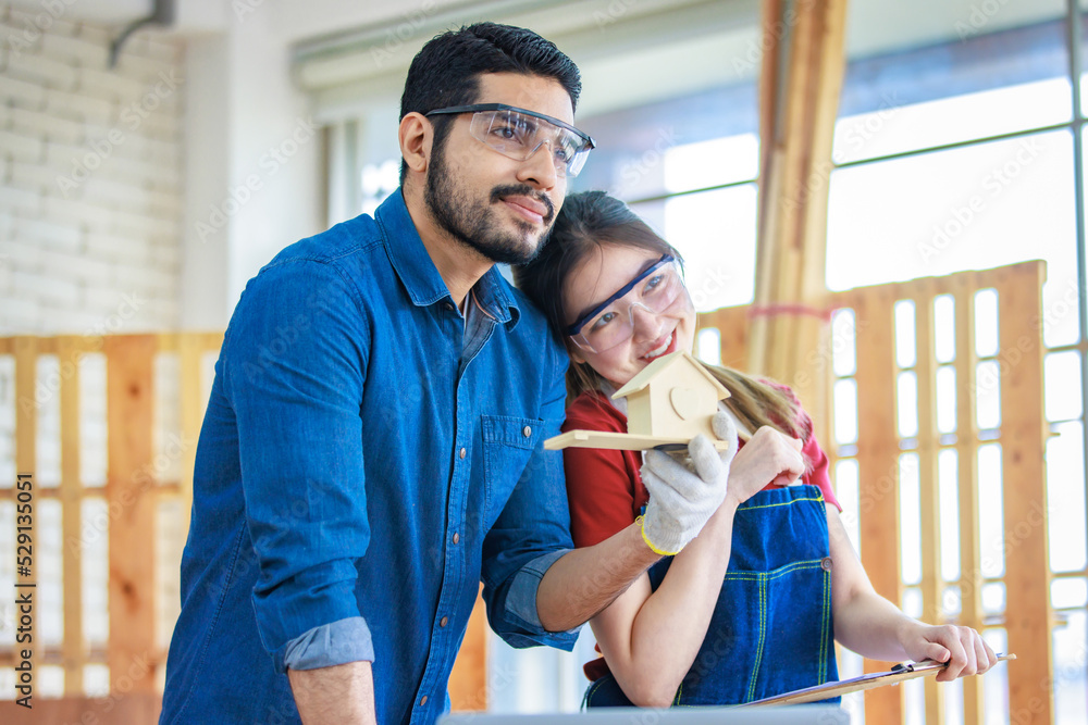 Asian Indian professional male and female engineer architect foreman ...