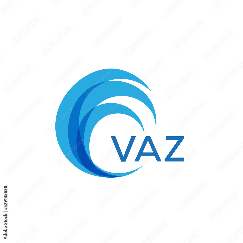 VAZ letter logo. VAZ blue image on white background. VAZ Monogram logo ...