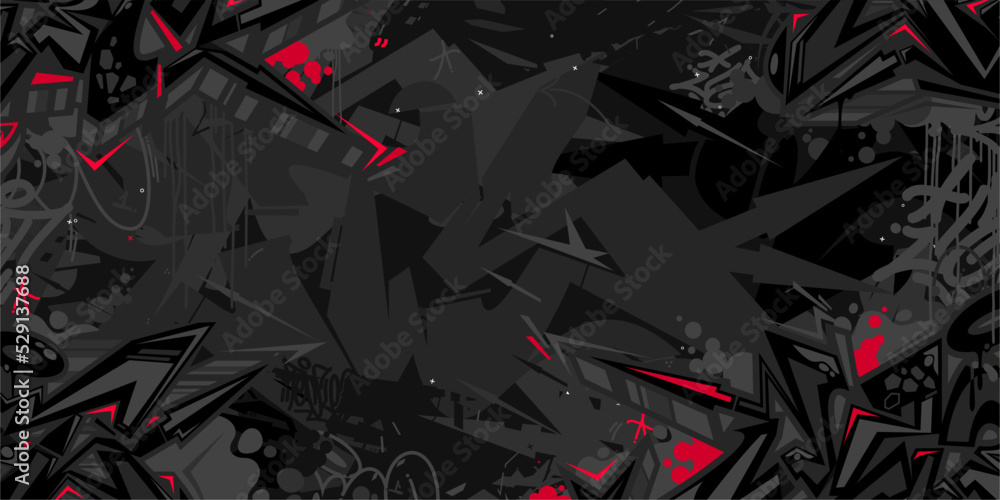 Black Abstract Flat Urban Street Art Graffiti Style Vector Illustration ...