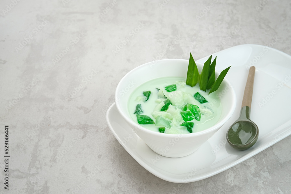 Buko Pandan, a dessert from Philippines, made from jelly, young coconut ...