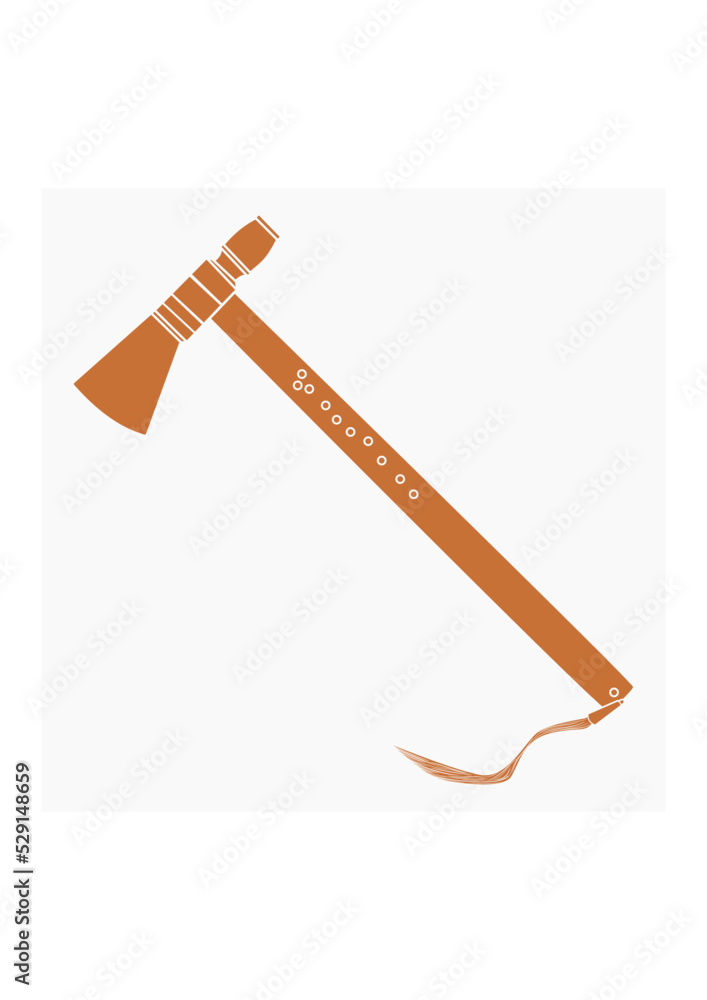 Editable Isolated Native American Tomahawk Axe Vector Illustration in ...