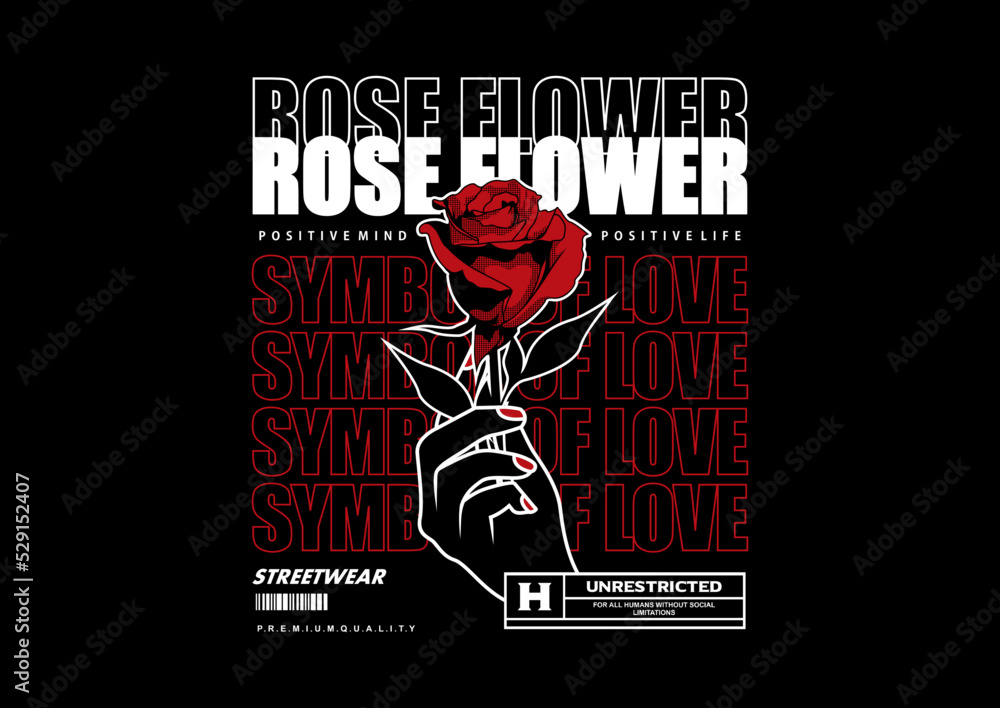 Aesthetic illustration of rose flower t shirt design, vector graphic ...