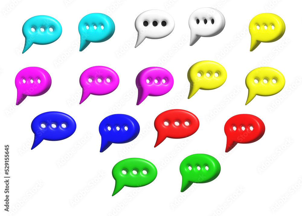 Set of colorful chat bubbles, notifications. different angles of ...