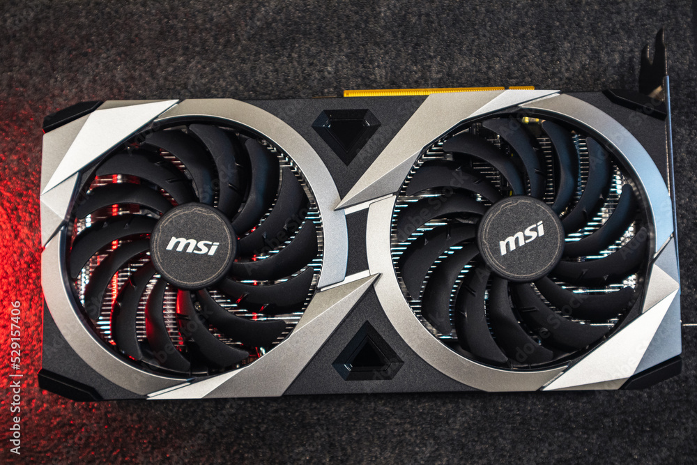 Kyiv, Ukraine - August 19, 2022: MSI MECH 2X graphics card with AMD ...