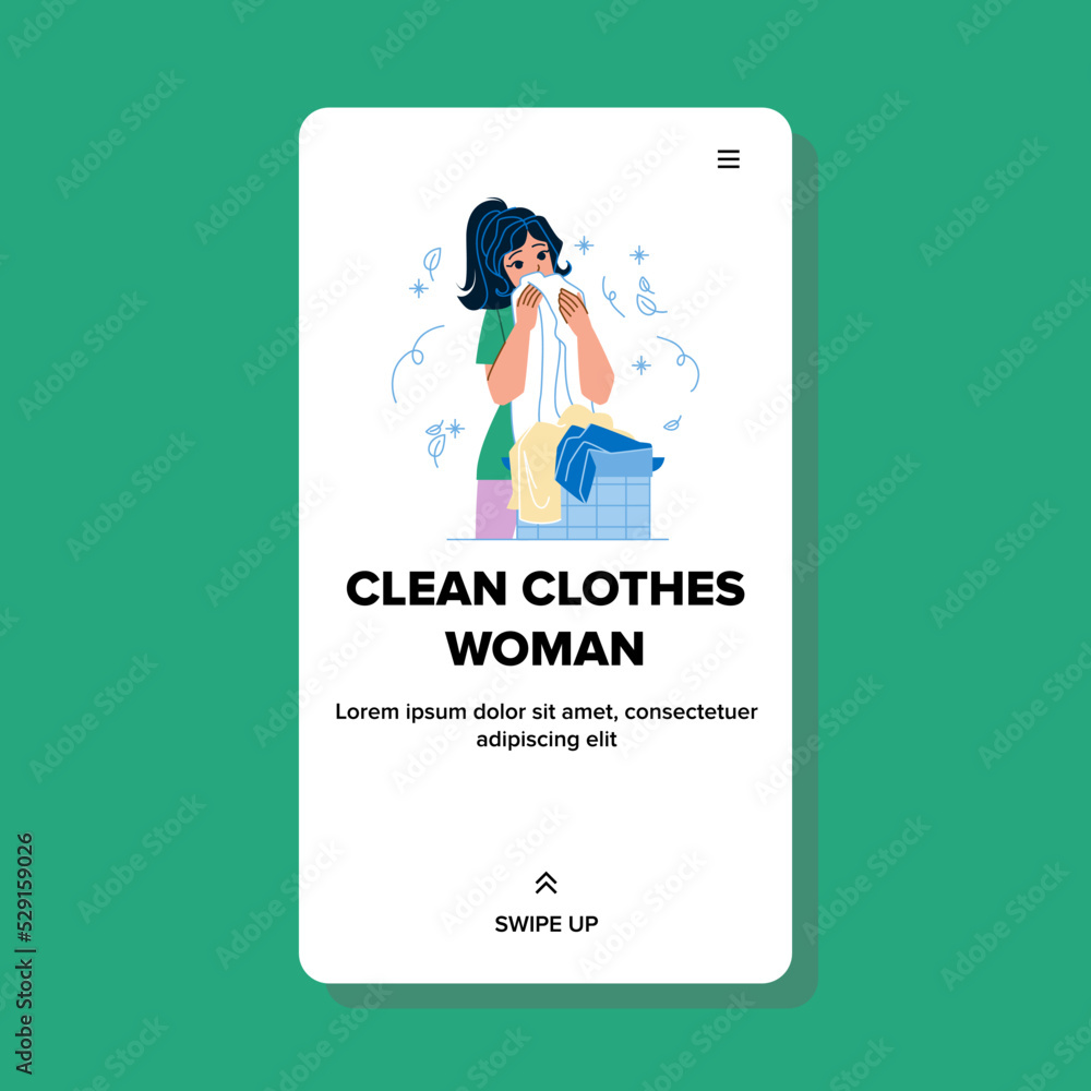 clean clothes woman vector. fresh laundry, house person, home smell ...