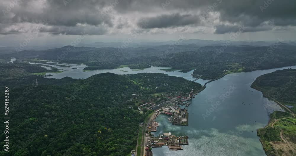 Panama Canal Aerial v2 high altitude flyover gamboa capturing natural ...