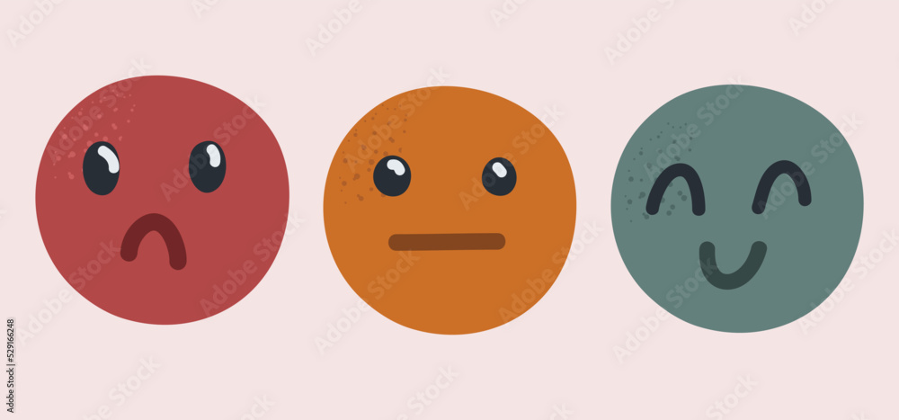 Vector illustration of client service rating. Smileis with different ...