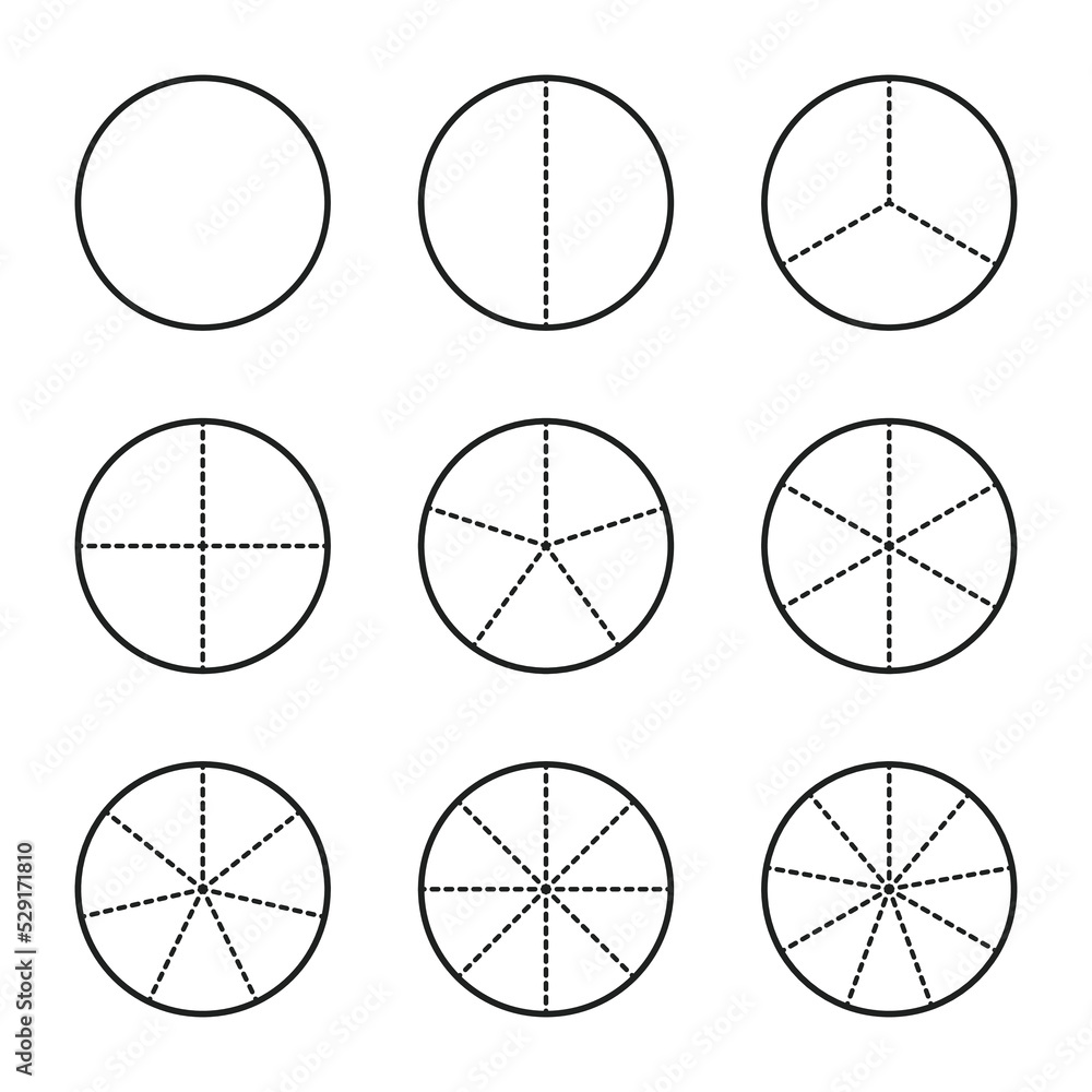 Fractional circle line chart icon. Ratio and some linear vector icons ...