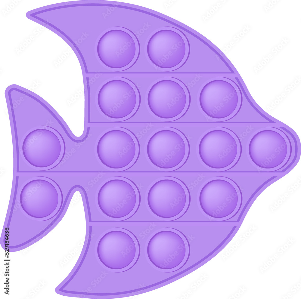 Purple Popit shape fish. Pop it a trendy pastel fidget toys. Addictive ...