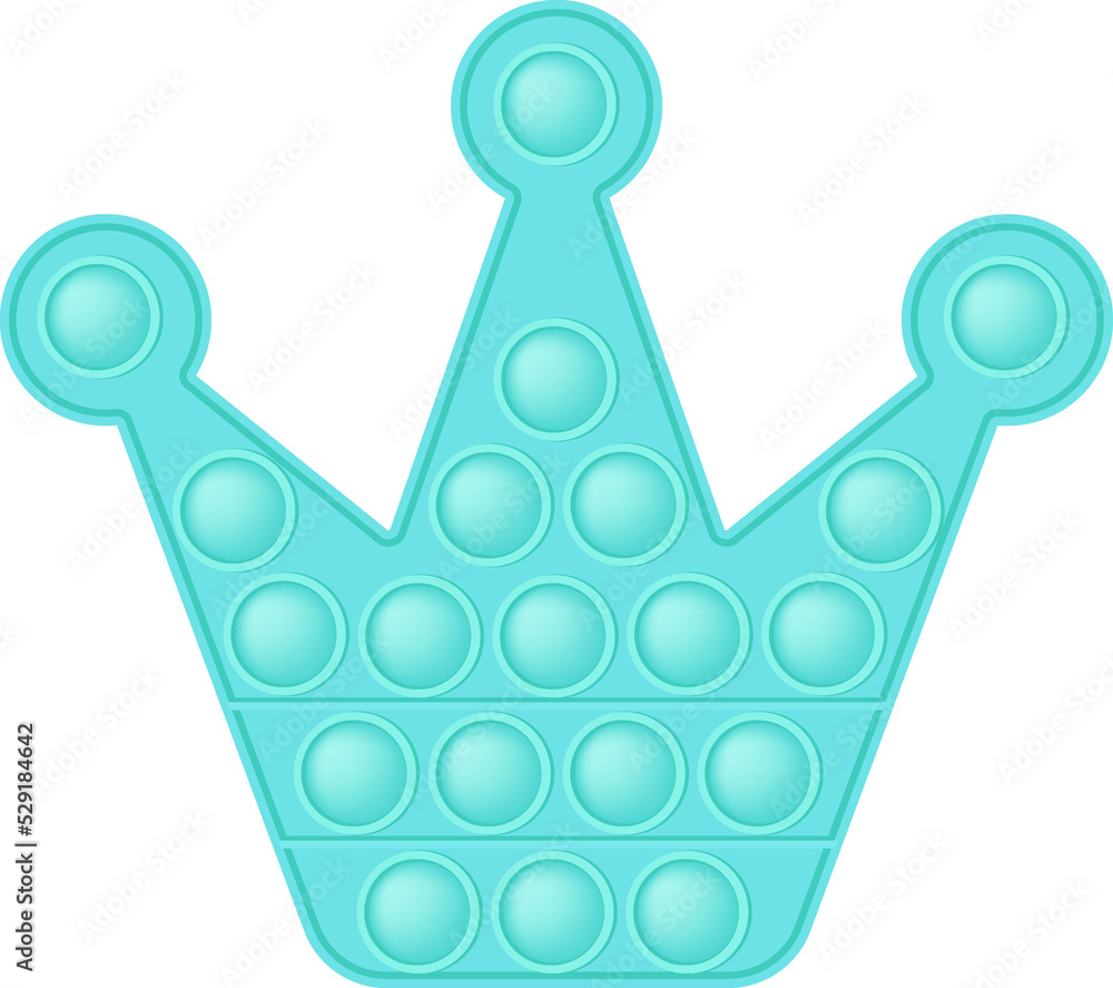 Blue Popit shape - crown. Pop it a trendy pastel fidget toys. Addictive ...