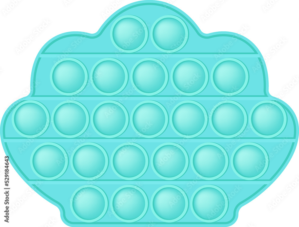 Blue Popit shape seashell. Pop it a trendy pastel fidget toys ...