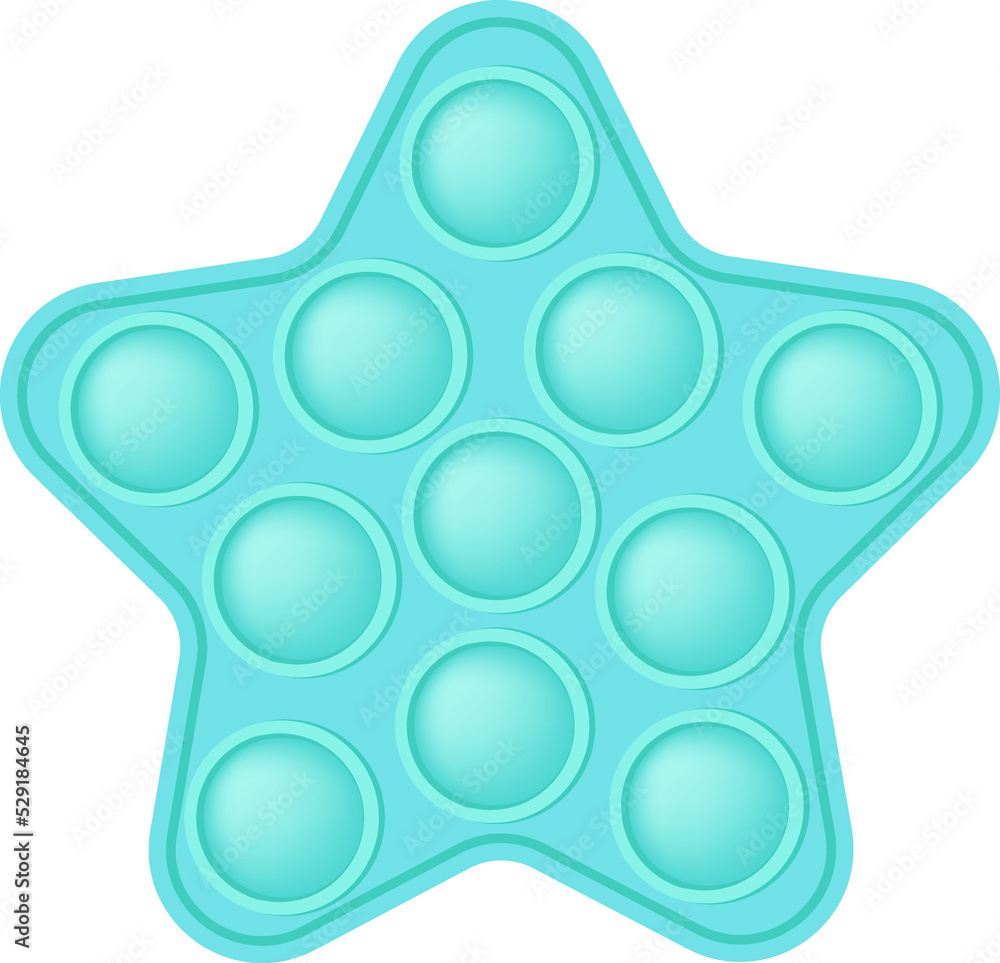 Blue Popit shape - star. Pop it a trendy pastel fidget toys. Addictive ...