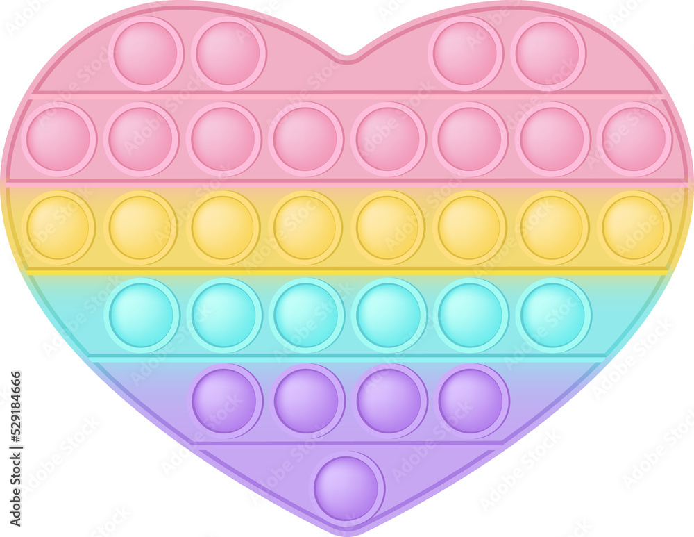 Popit figure heart as a fashionable silicon toy for fidgets. Addictive ...