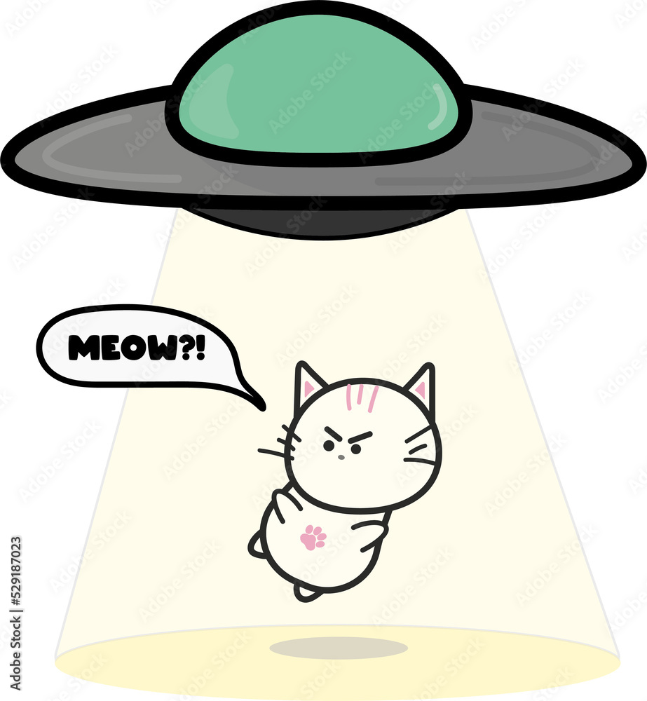 Angry cat Alien Abduction Stock Illustration | Adobe Stock