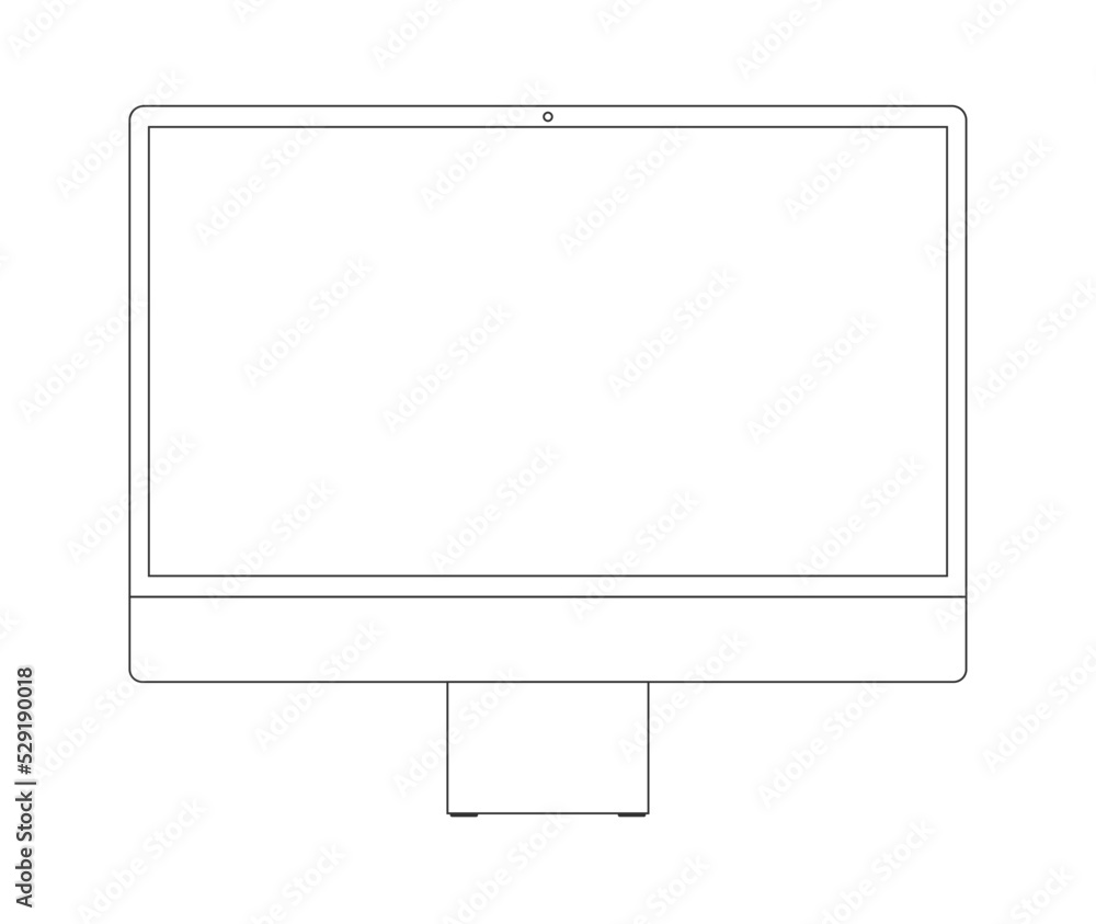 Realistic iMac computer thin frame outline display computer monitor ...