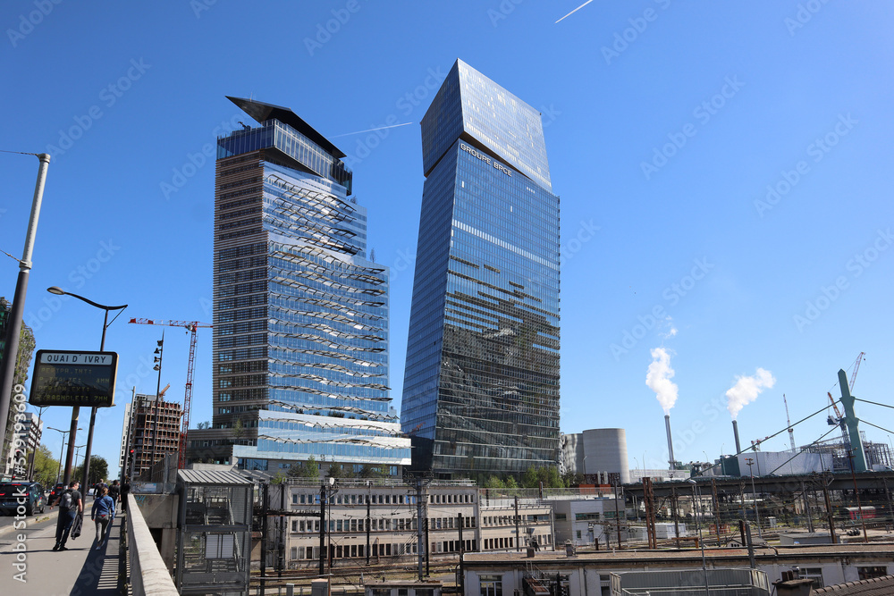 Paris, France - 04.17.2022: Duo Towers (Tours Duo), two skyscrapers ...