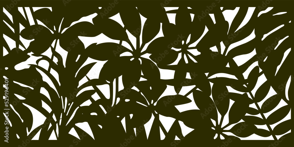 Set template for laser cutting and Plotter. Flowers, leaves for ...