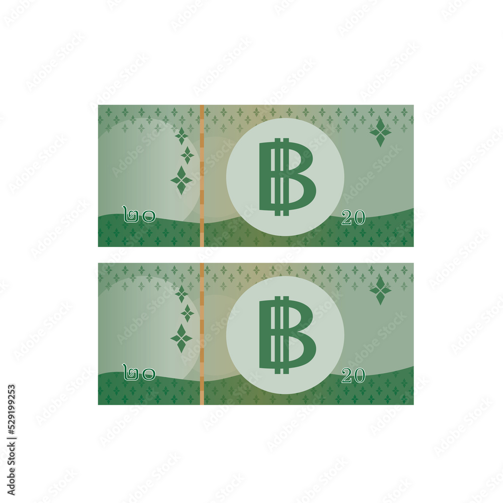 Baht Thai (THB) note 20 thai baht, 50 thai baht, 100 thai baht, 500 ...