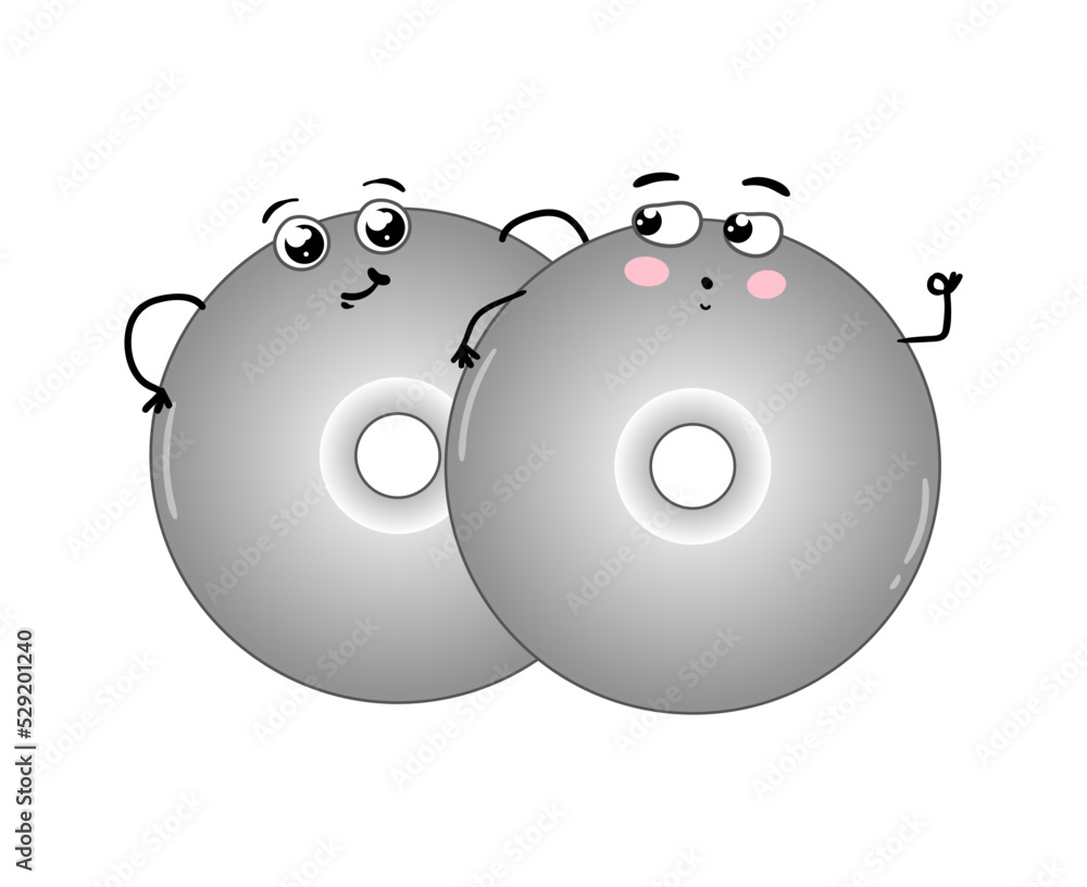 Funny CD disks isolated cartoon character. Modern appliance with ...