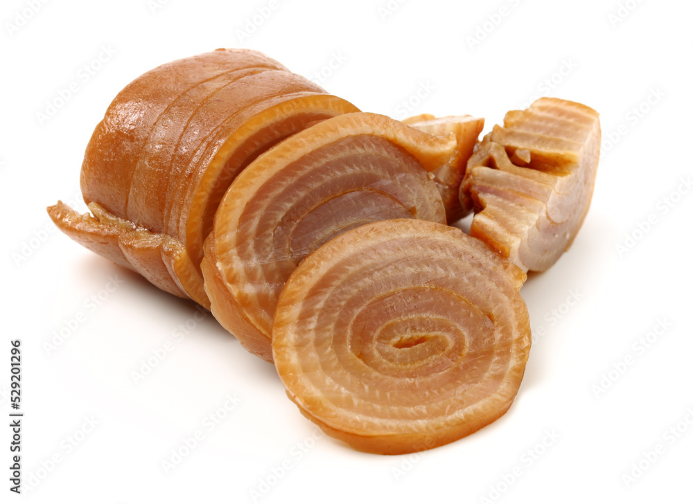 braised pork skin on white background Stock Photo | Adobe Stock