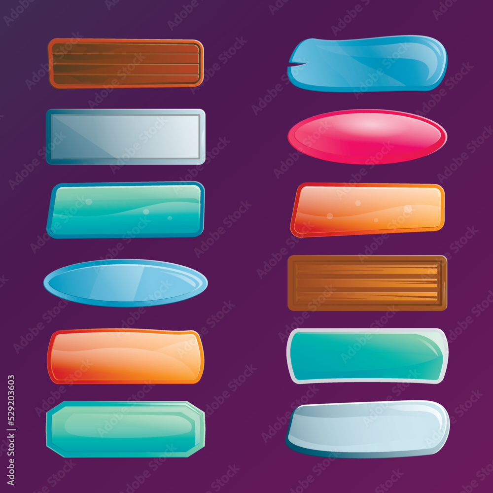 Colorful options select window set. Cartoon buttons for games user ...