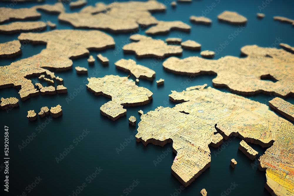 World map. 3d render, Raster illustration. Stock Illustration | Adobe Stock