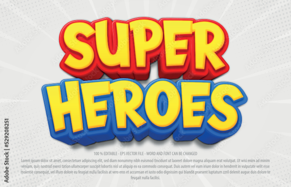 Super Hero text effect template design with 3d style Stock Vector ...