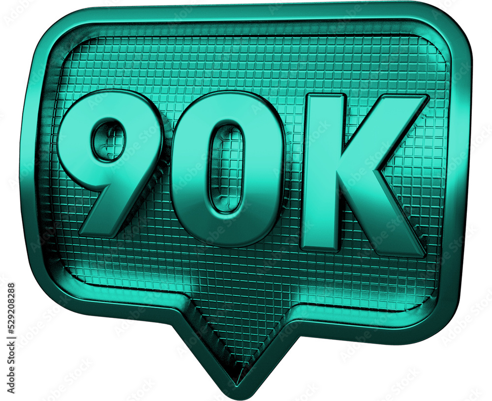 icono 90K seguidores 3d verde esmeralda Stock Illustration | Adobe Stock