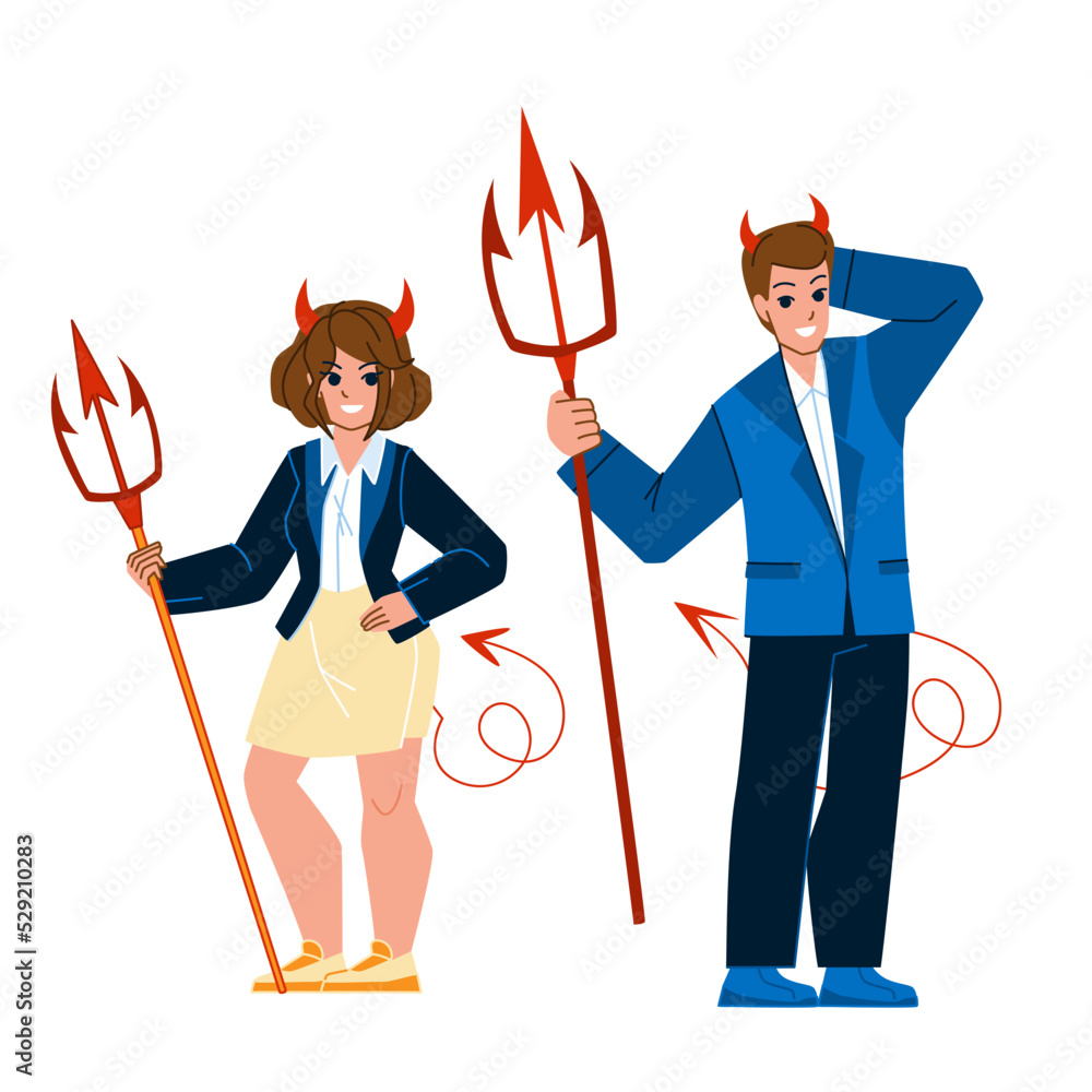 couple with umbrella vector. evil person, bad man woman, demon horror ...