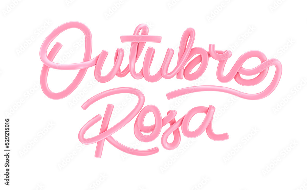 Outubro Rosa Escrita Estilizada isolada ilustração do Stock | Adobe Stock