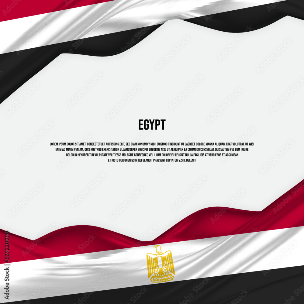Egypt flag design. Waving Egyptian flag made of satin or silk fabric ...