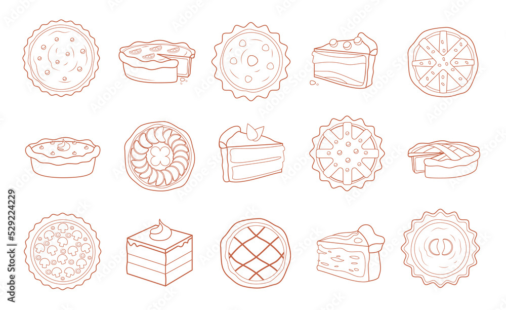 Line pie dessert. Sweet rural bakery filling with sliced fruits and ...