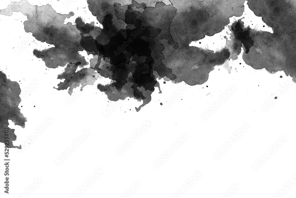 watercolor paint brush stroke. ink splash transition. Abstract inkblot ...