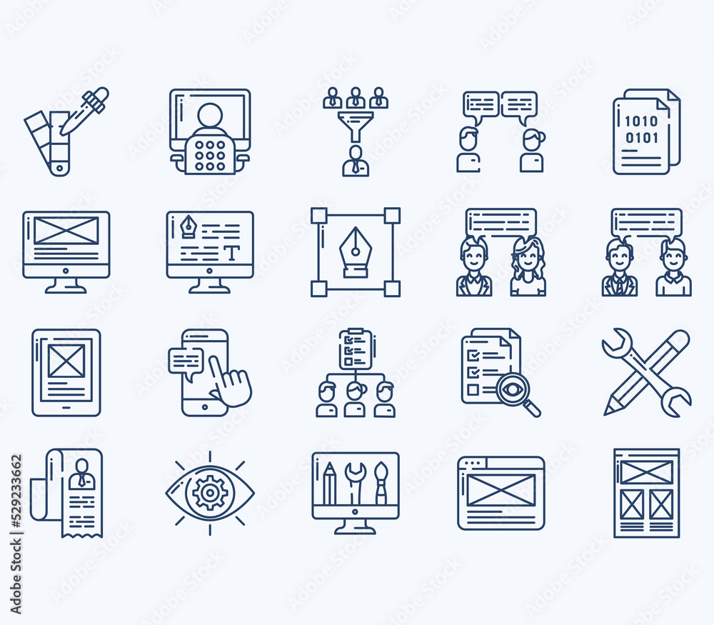Simple icon set of 40 UX ans UI Vector Line Icons. Contains such Icons ...